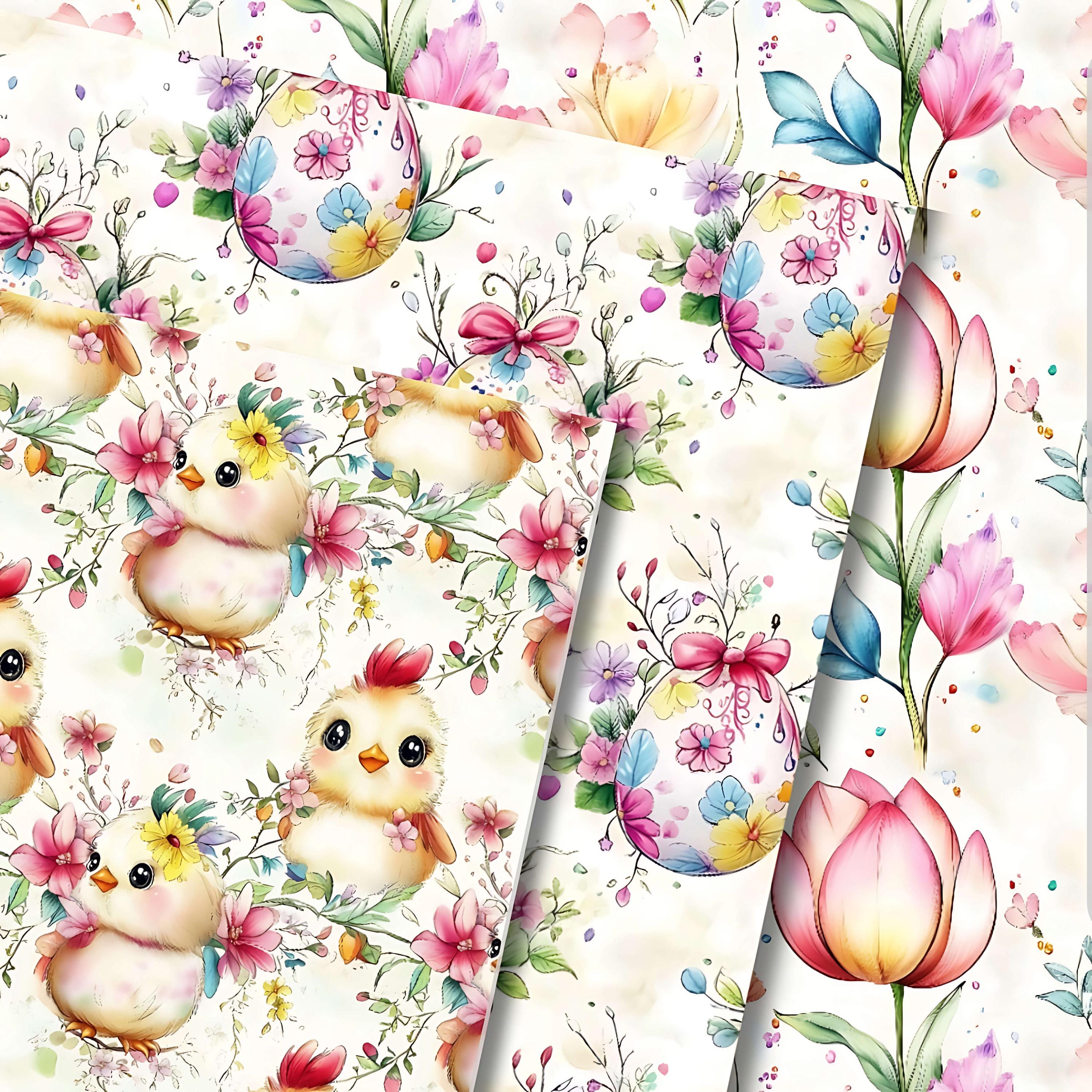 Easter Bunny Seamless Pattern: Pastel Floral Digital Paper (12x12 ...