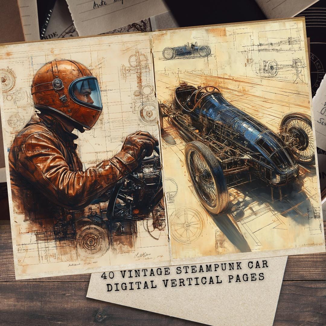 Steampunk Car Junk Journal Kit: Masculine Vintage Ephemera for Men ...
