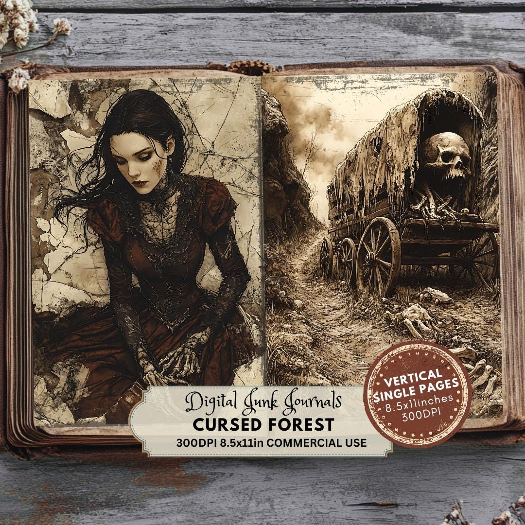 Horror Junk Journals Printable Kit, Digital Paper, Halloween, Gothic ...