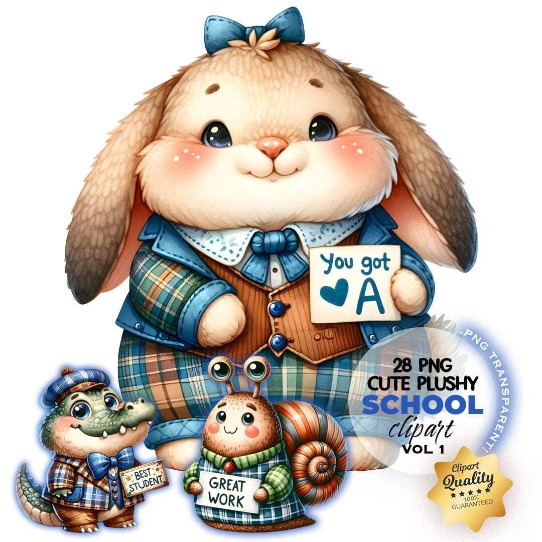28 School Clipart, Animals Clipart, Back to School Clipart, Cute Text ...