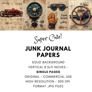 Steampunk Car Junk Journal Kit: Masculine Vintage Ephemera for Men ...