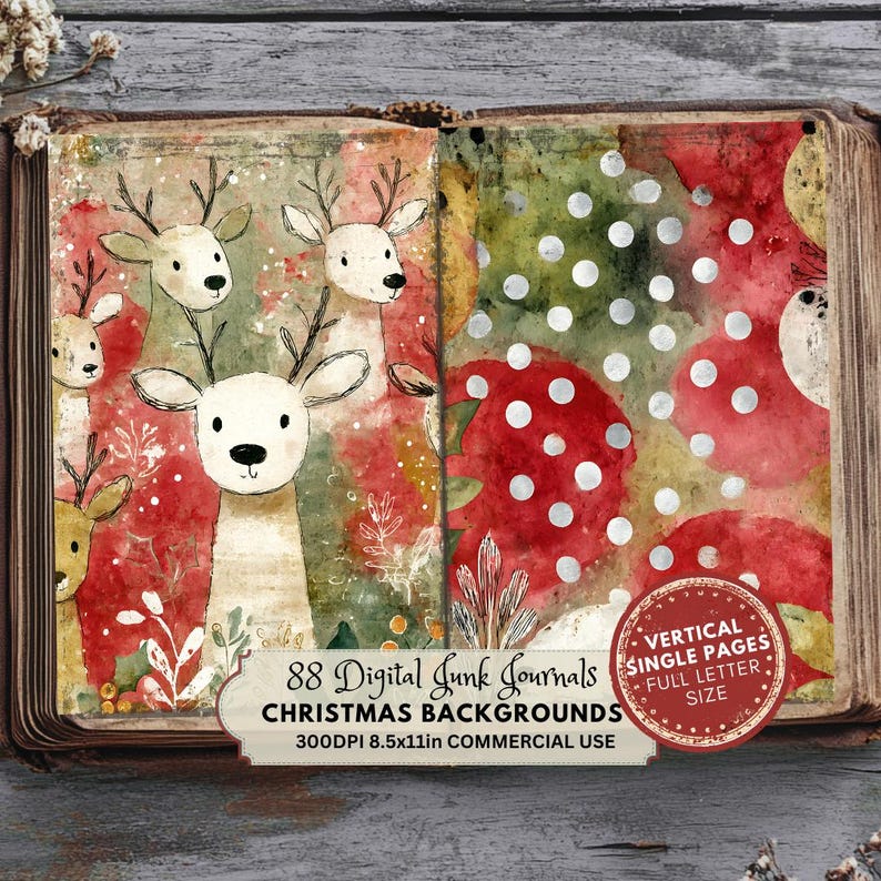Christmas Printable Background Pages: Scrapbook Papers Ephemera ...