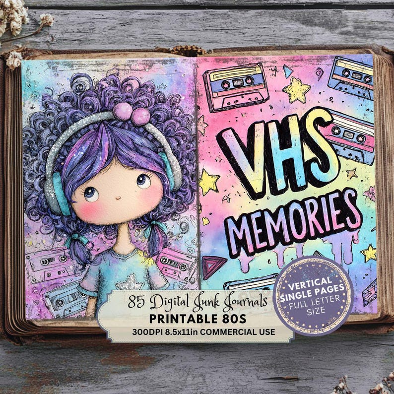 Junk Journal Printable 80s: Neon Digital Scrapbook Supplies (digital ...