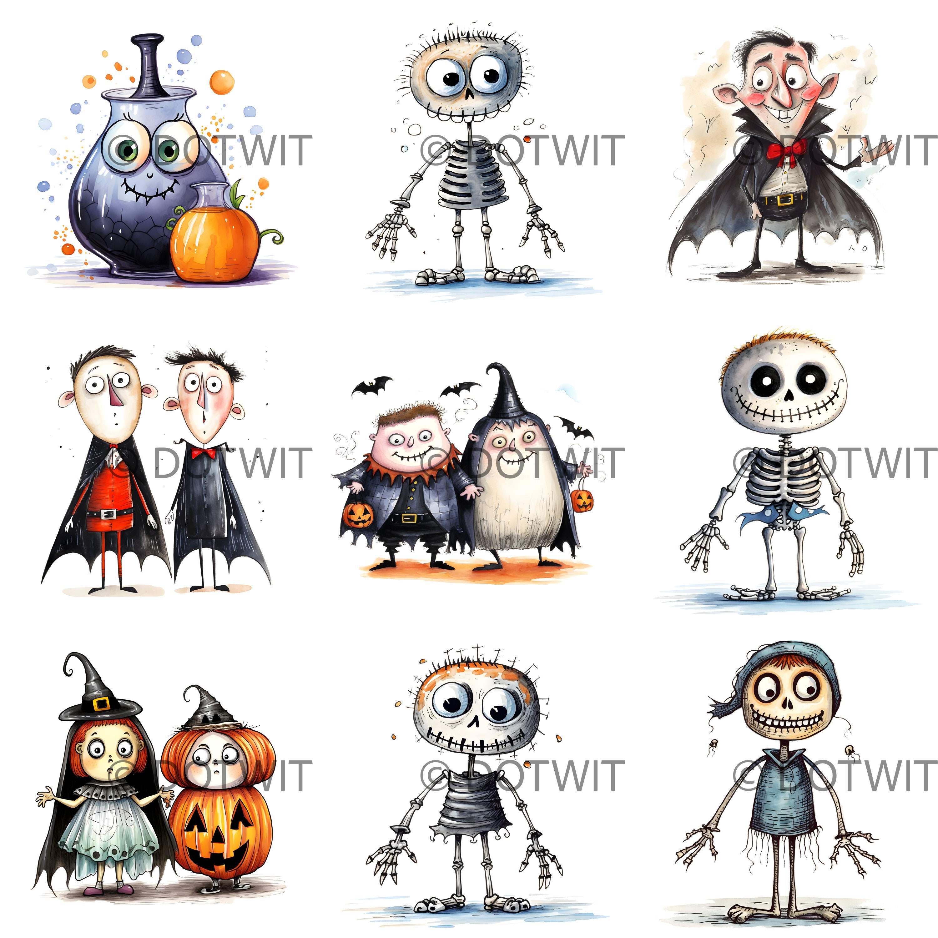 Halloween Clipart, 35 PNG Spooky Characters (instant Download) - Etsy