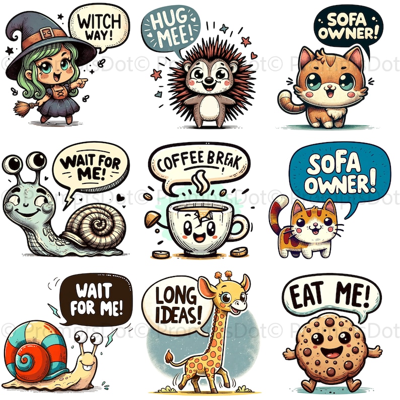 40 Funny Clipart With Text, Funny Phrases PNG, Funny Cartoon Clipart ...