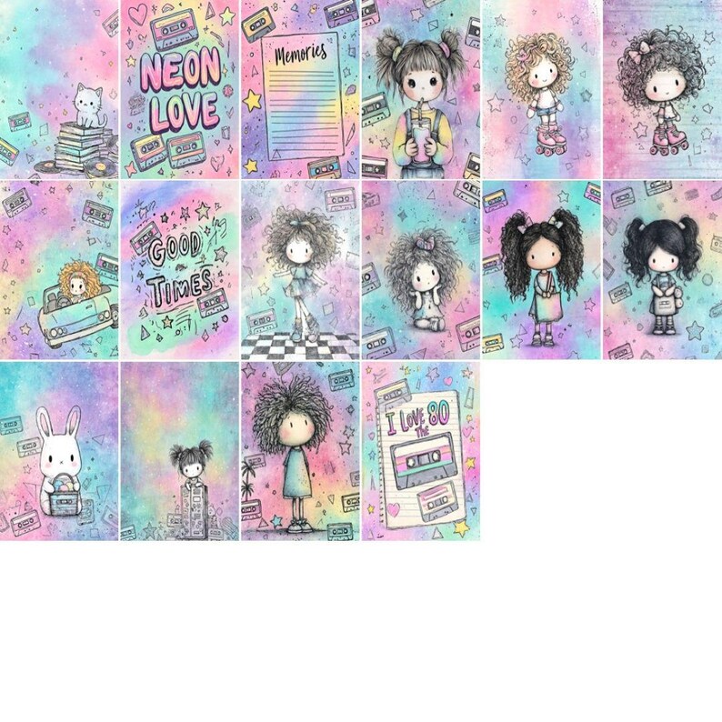 80s HALF PAGES Junk Journal Kit: Retro Pastel Vintage Ephemera (digital ...