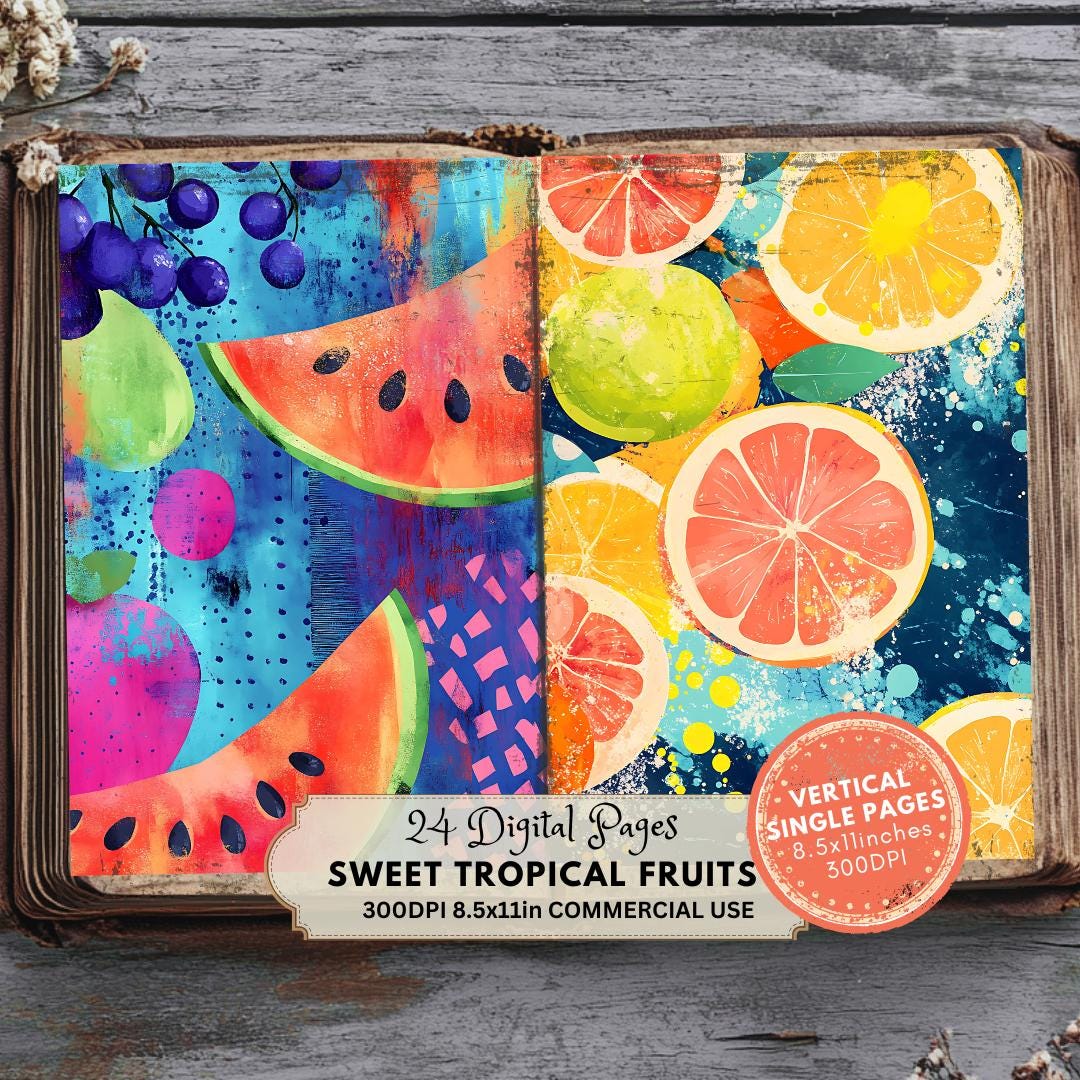 Fruits Junk Journal Kit: Summer Printable Ephemera (digital Download ...