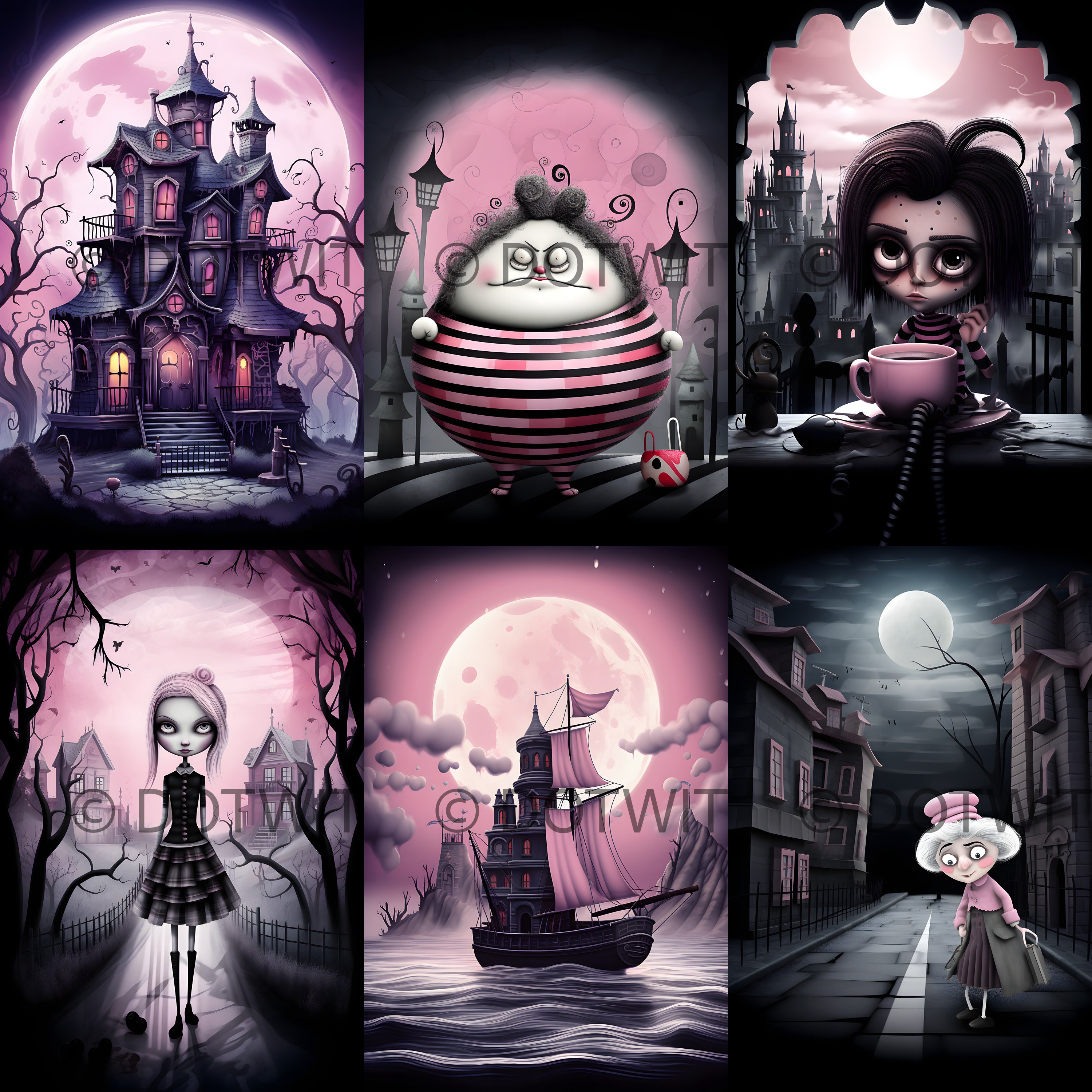 30 Cute Gothic Postcard and Poster Set, Fantasy Postcard Printable ...