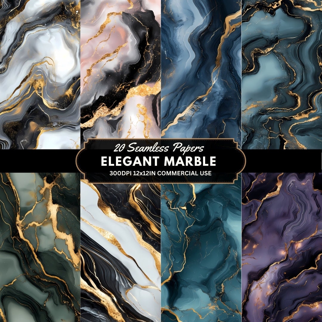 Gold Marble Digital Paper, Seamless Black Marble, Gold Marble ...