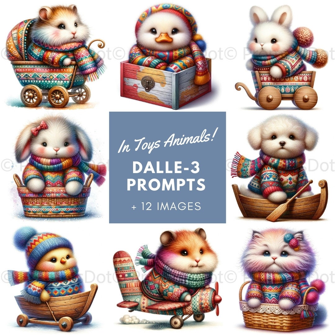 DALLE 3 Prompt Guide, DALLE-3 Prompts for Cute Animals Clipart Creation ...