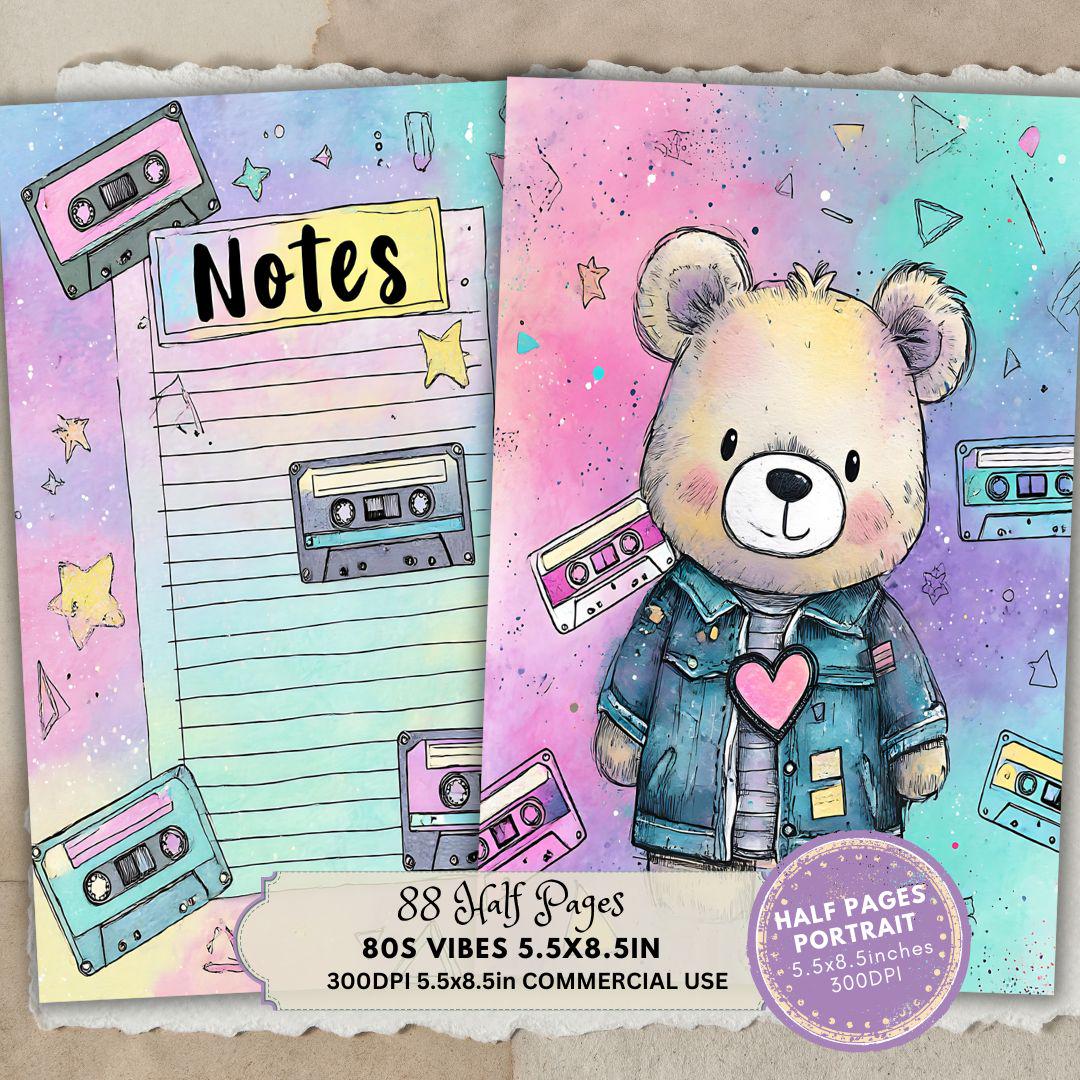 80s HALF PAGES Junk Journal Kit: Retro Pastel Vintage Ephemera (digital ...