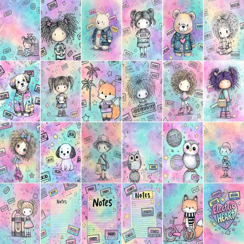 80s HALF PAGES Junk Journal Kit: Retro Pastel Vintage Ephemera (digital ...