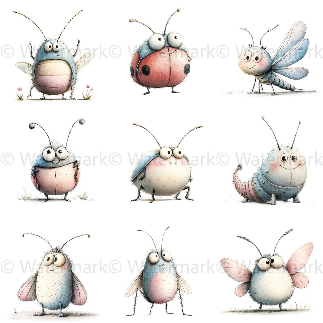 Watercolor Bug Clipart Set: Insect Illustrations Bundle (PNG) - Etsy