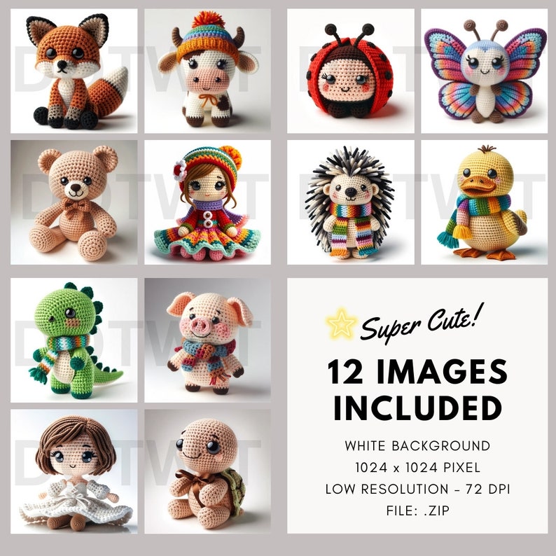 DALLE 3 Prompt Guide, DALLE-3 Prompts for Amigurumi Animal Clipart ...