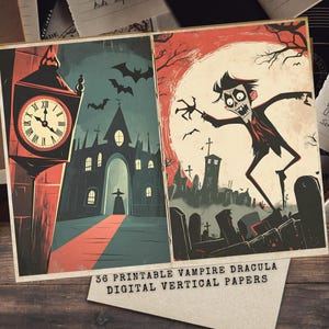 Printable Vampire Papers: Gothic Halloween Ephemera (digital Download ...