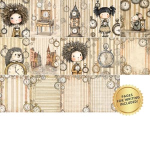 Victorian Clocks Junk Journal Pages: Antique Steampunk Printable Kit ...