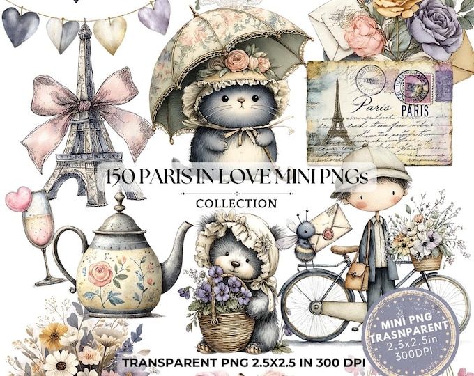 Watercolor Paris Clipart Bundle, Clipart for Commercial Use, France ...