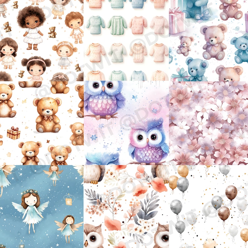 32 Baby Girl Paper, Baby Girl Seamless Digital Paper, Baby Girl Pattern ...