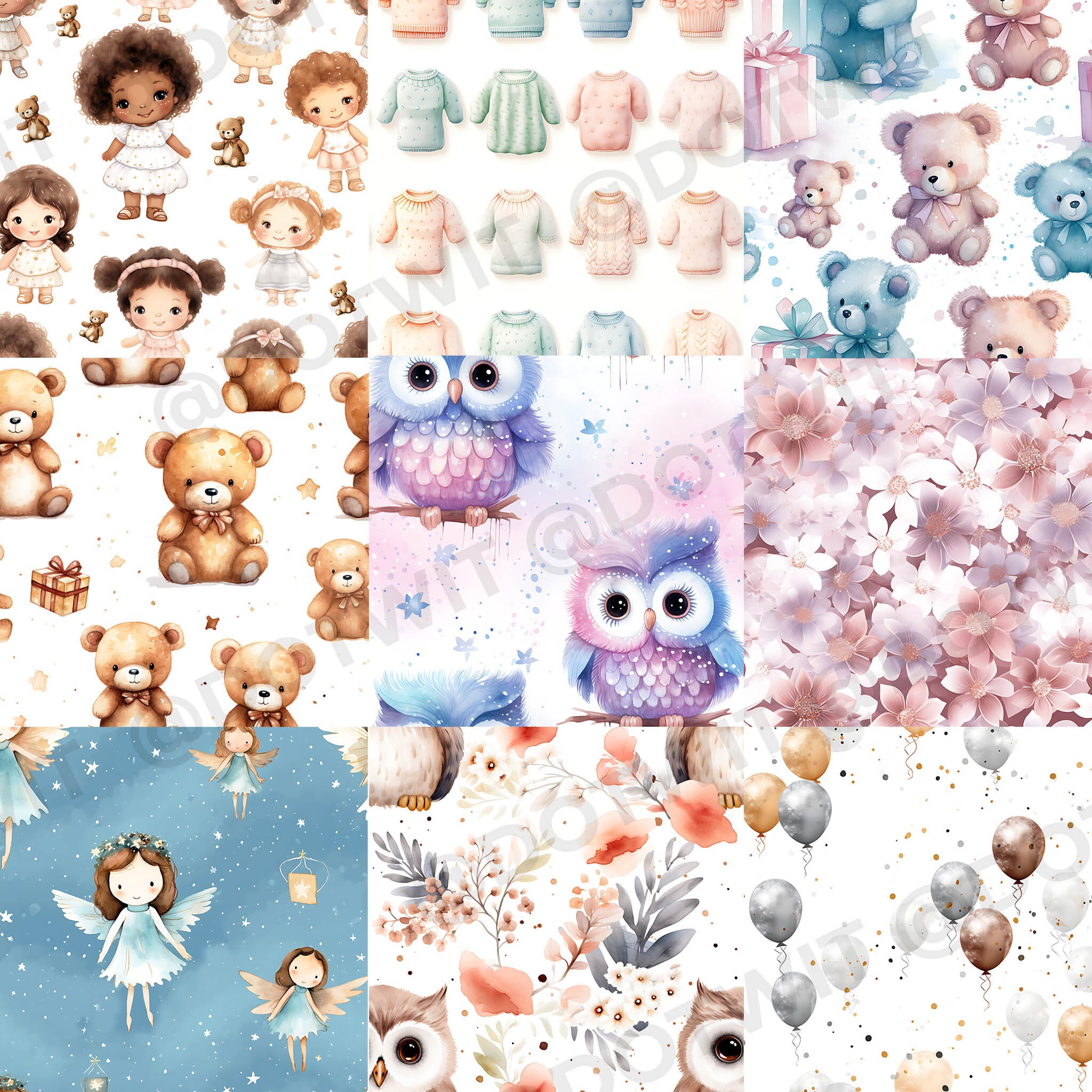 32 Baby Girl Paper, Baby Girl Seamless Digital Paper, Baby Girl Pattern ...