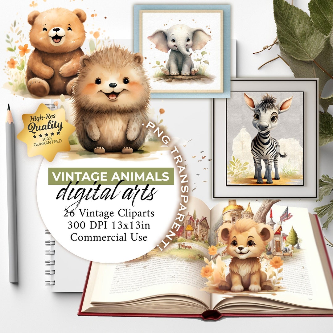 Safari Baby Animals Watercolor Clipart: Jungle Nursery Art PNG ...