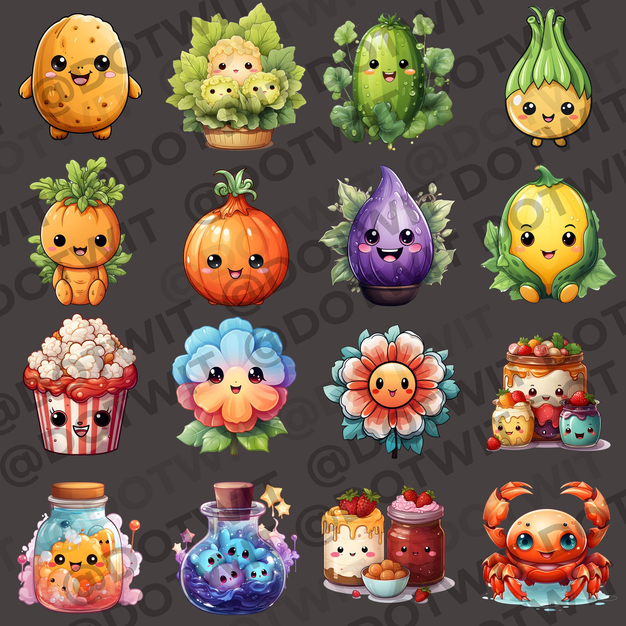 Kawaii Fruit Clipart Cute Fruit Clip Art Cute Kawaii - Etsy UK