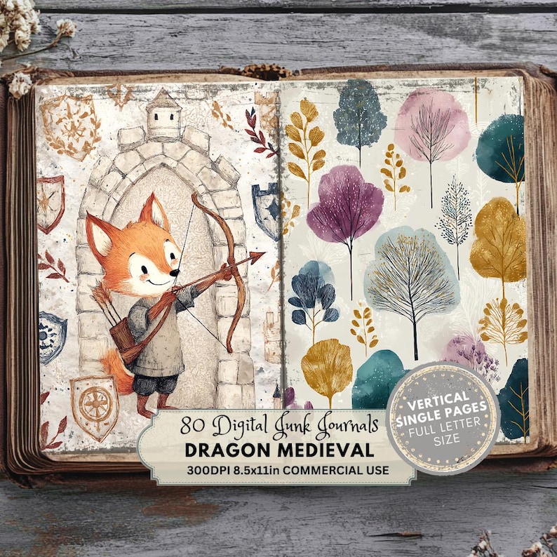 Medieval Dragon Junk Journal Pages: Middle Ages Printable Ephemera ...