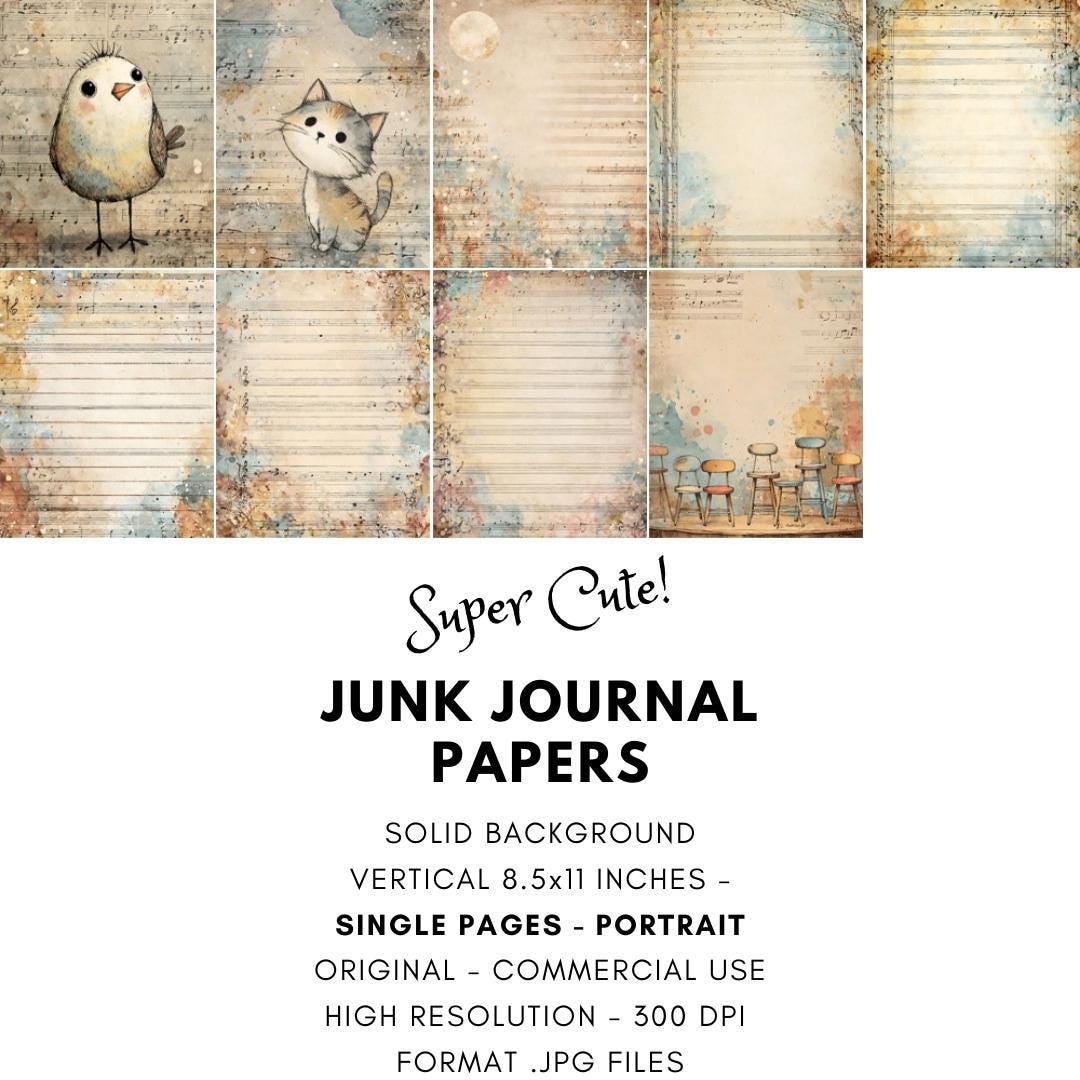 Musical Junk Journal Pages, Instruments Ephemera for Scrapbooking and ...