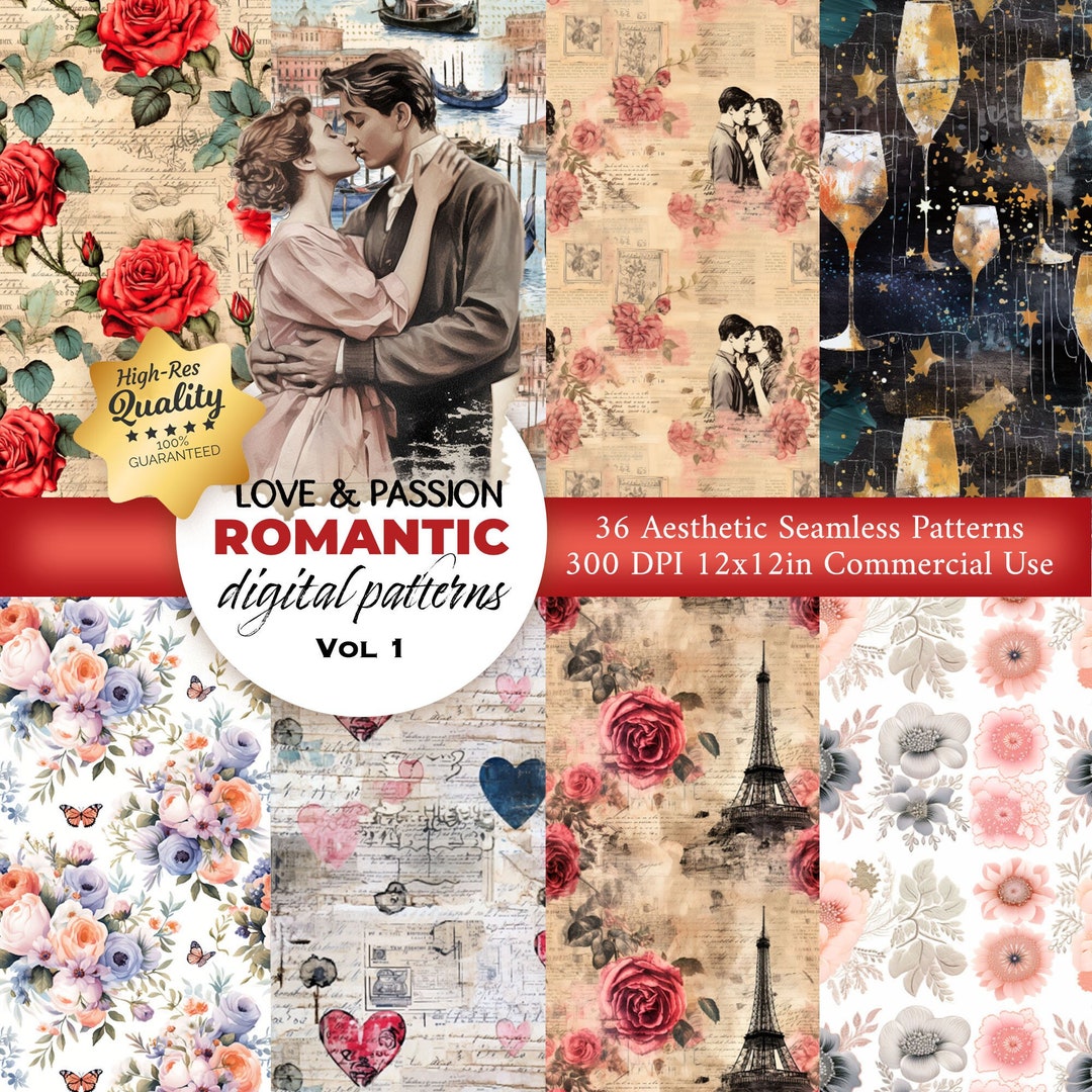 36 Romantic Pattern - Seamless Pattern - Commercial Use - Romantic ...