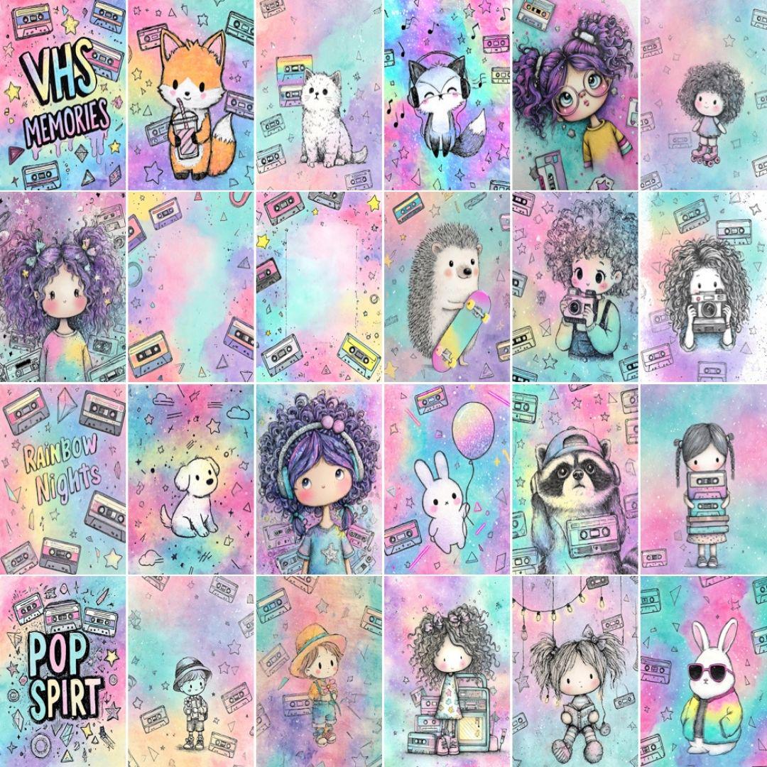 80s HALF PAGES Junk Journal Kit: Retro Pastel Vintage Ephemera (digital ...
