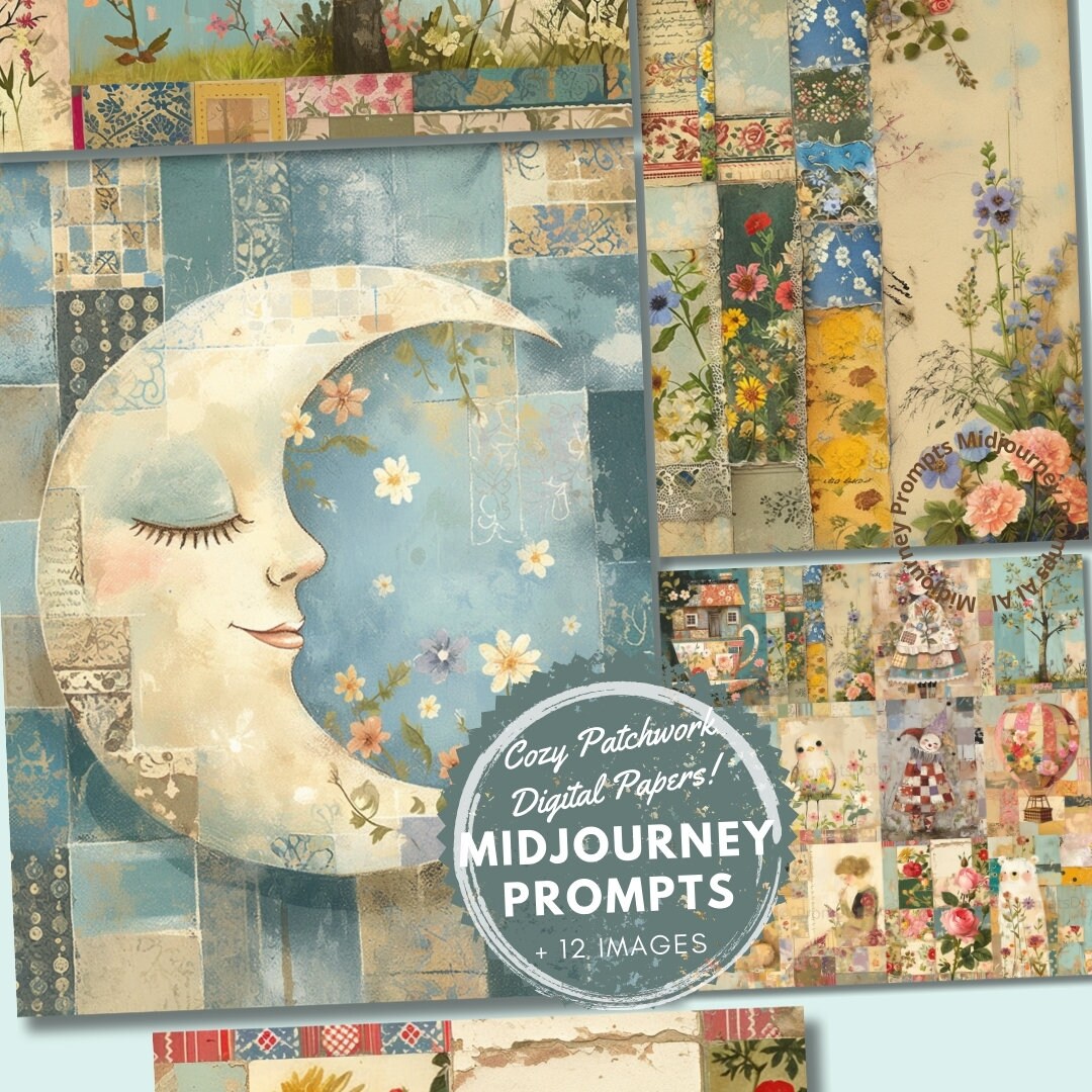 Midjourney Prompts for Vintage Patchwork Digital Papers Creation ...