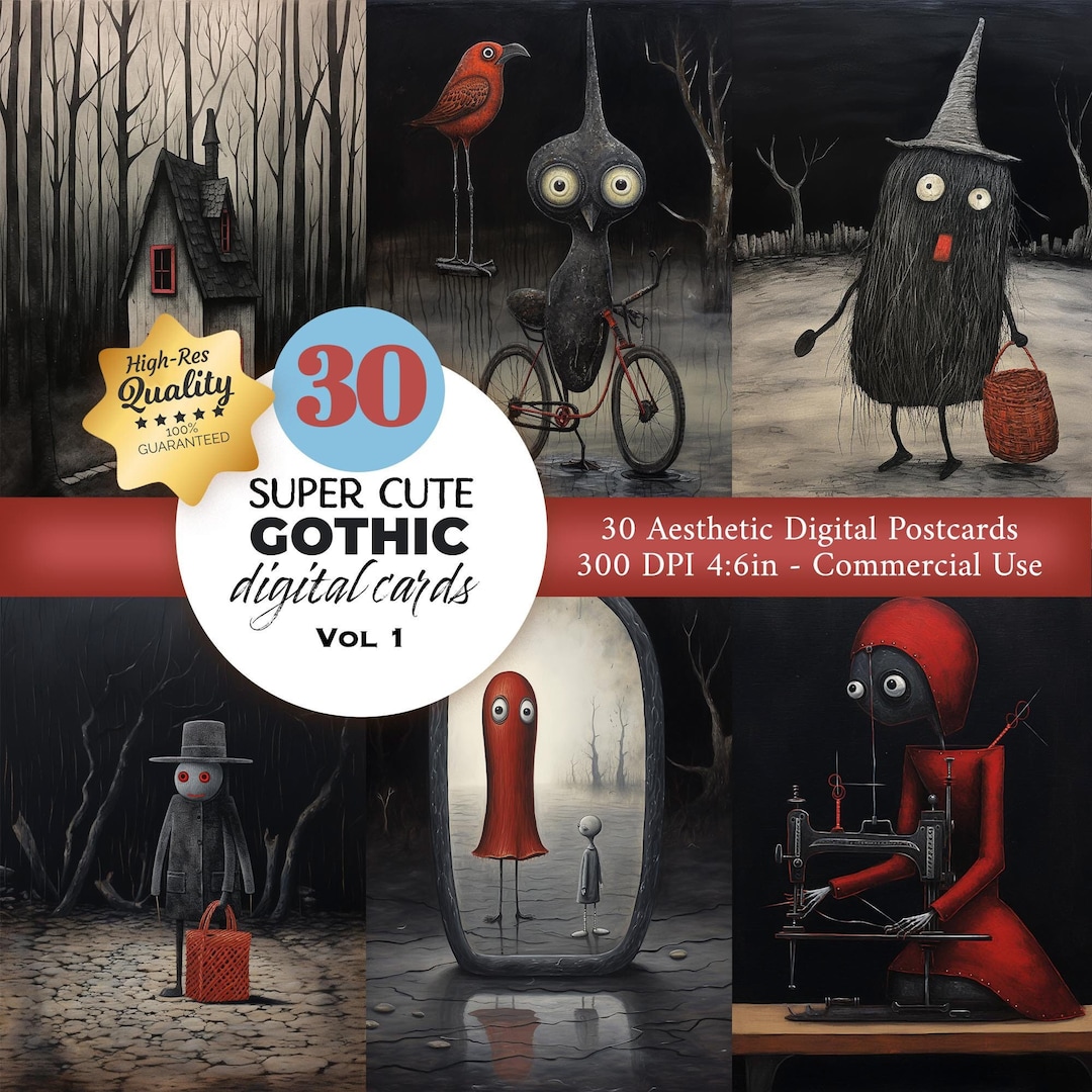 30 Cute Gothic Postcards, Surreal Postcard Printable, Surreal Digital ...