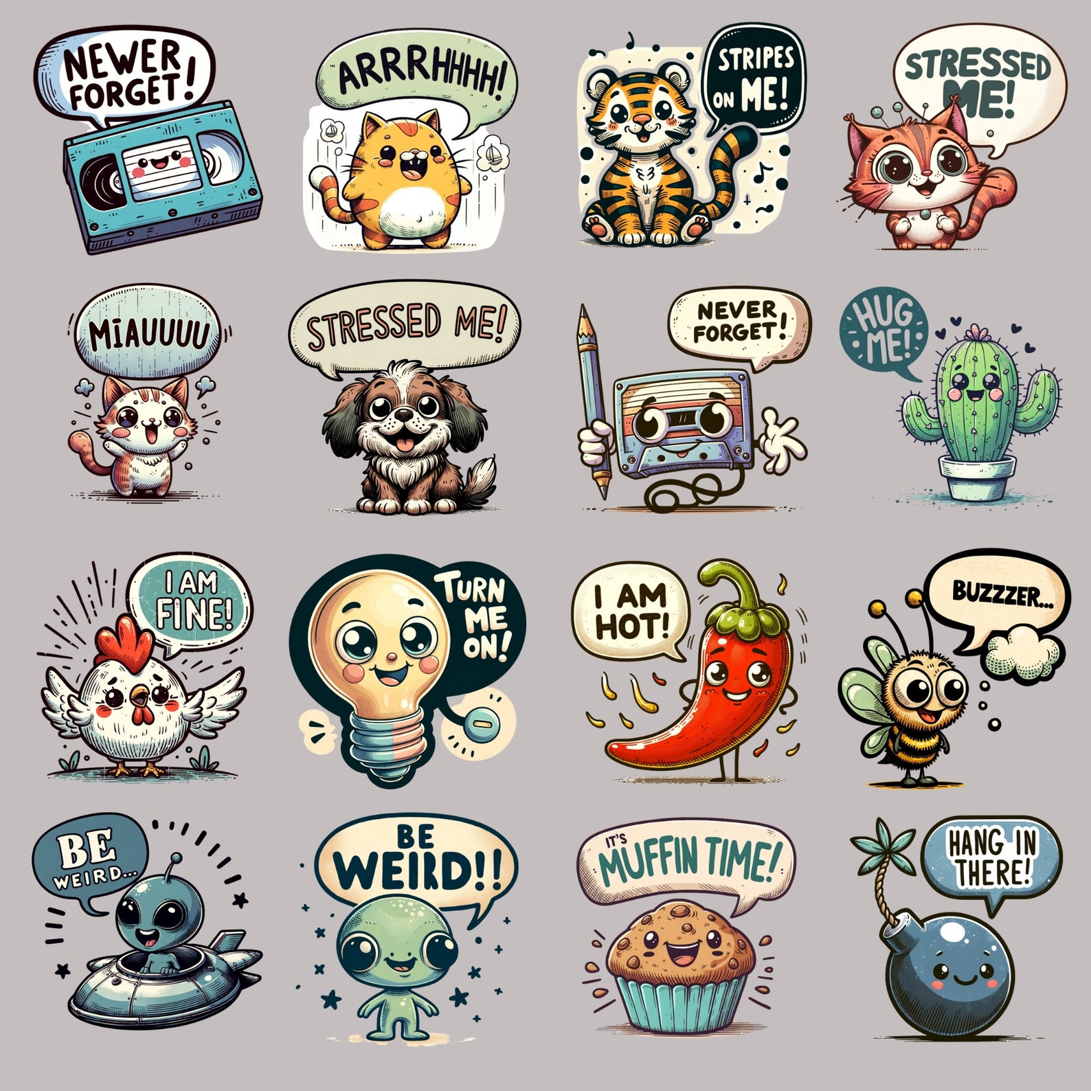 40 Funny Clipart With Text, Funny Phrases PNG, Funny Cartoon Clipart ...