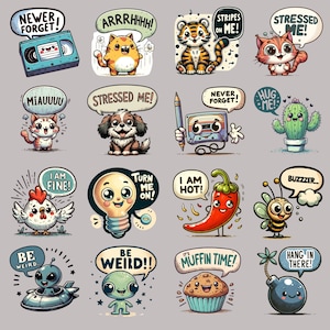 40 Funny Clipart With Text, Funny Phrases PNG, Funny Cartoon Clipart ...
