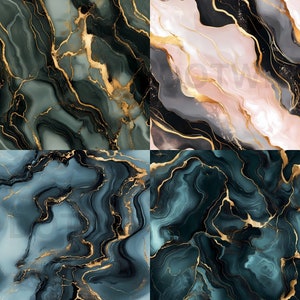 Gold Marble Digital Paper, Seamless Black Marble, Gold Marble ...