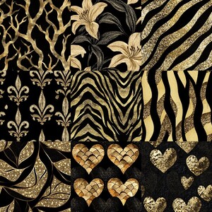 Luxury Gold Glitter Digital Paper: 28 Seamless Sparkling Designs ...