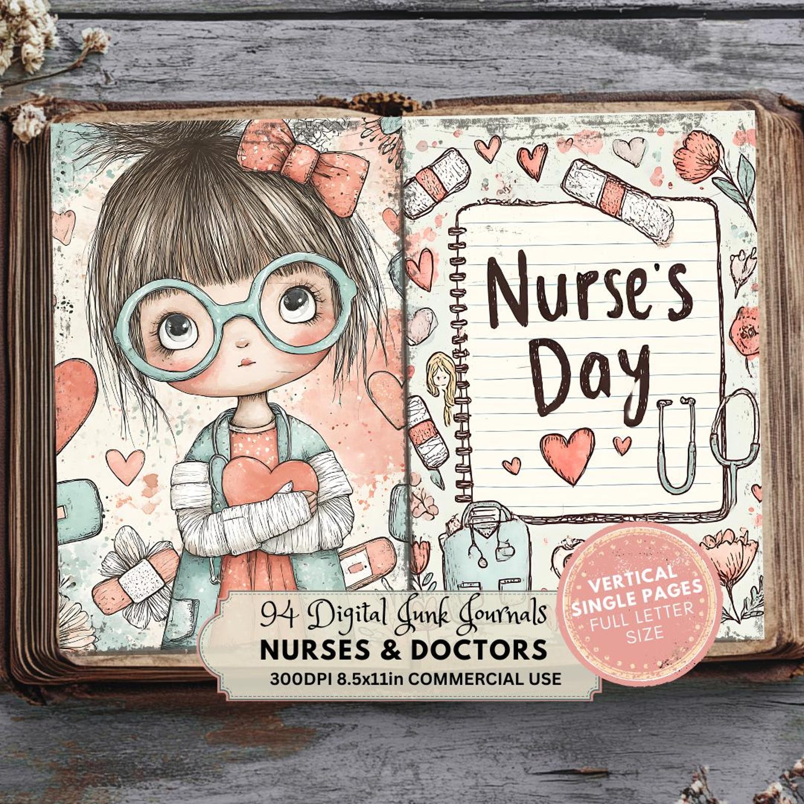 Nurse Junk Journal: Doctor Printable Ephemera (digital Download, Letter ...