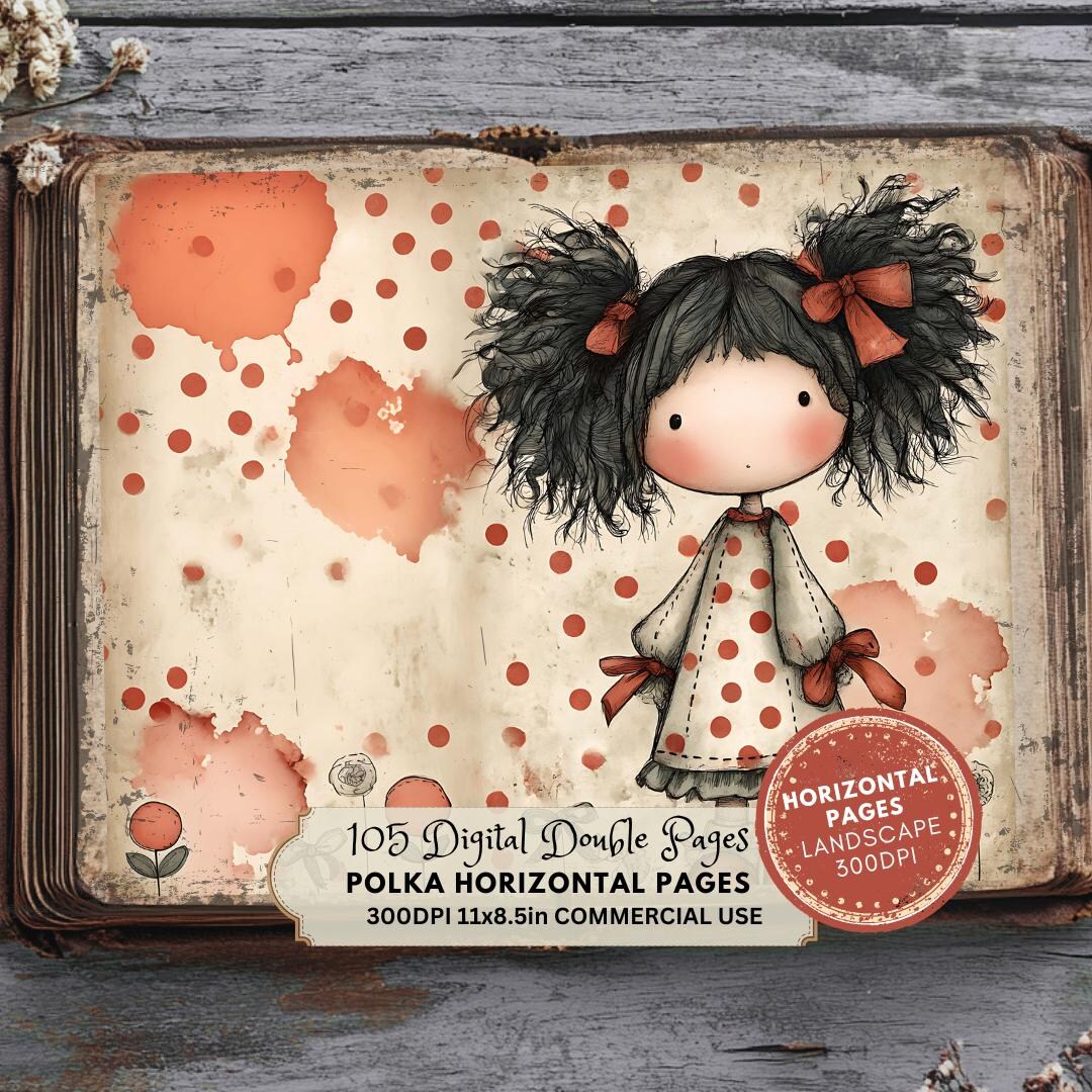 Polka Dots Landscape Pages: Digital Paper Pack Background (LANDSCAPE ...