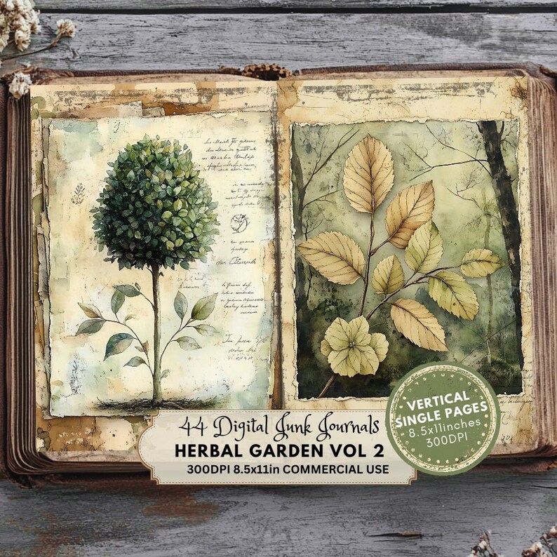 Herbal Garden Junk Journal Pages: Botanical Ephemera (digital Download ...