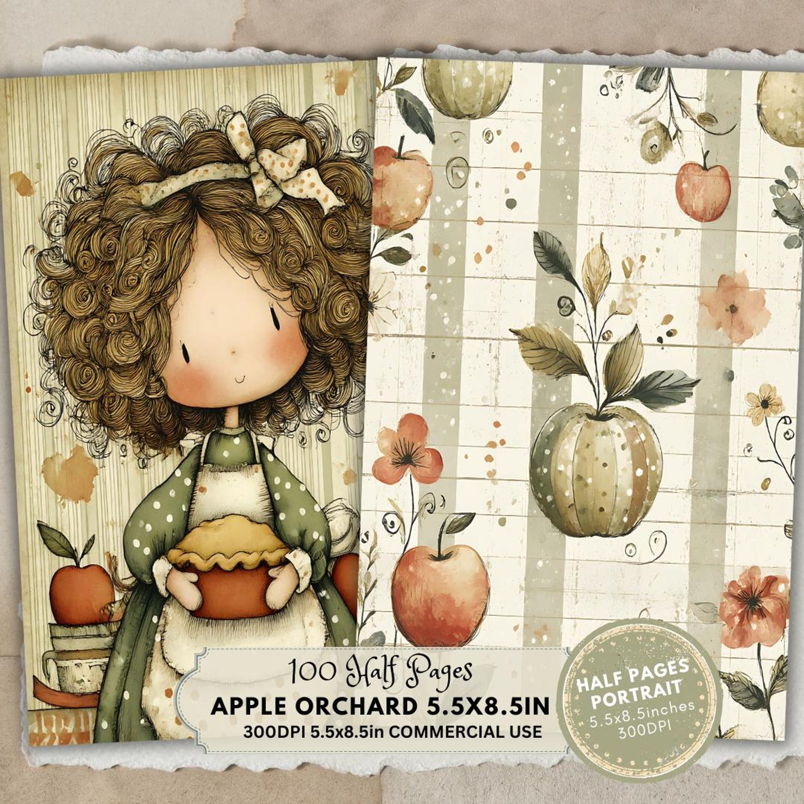 Apples Half Pages: Recipe and Cooking Printable Journal (digital ...