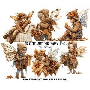 18 Cute Autumn Fairy Clipart PNG With Cozy Fall Outfits, Wings ...