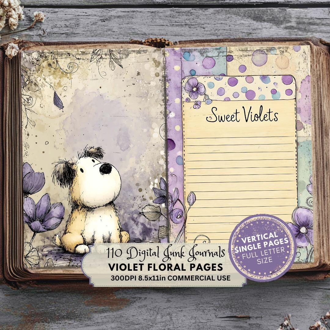 Violet Junk Journal Kit: Purple Floral Printable Ephemera (digital ...