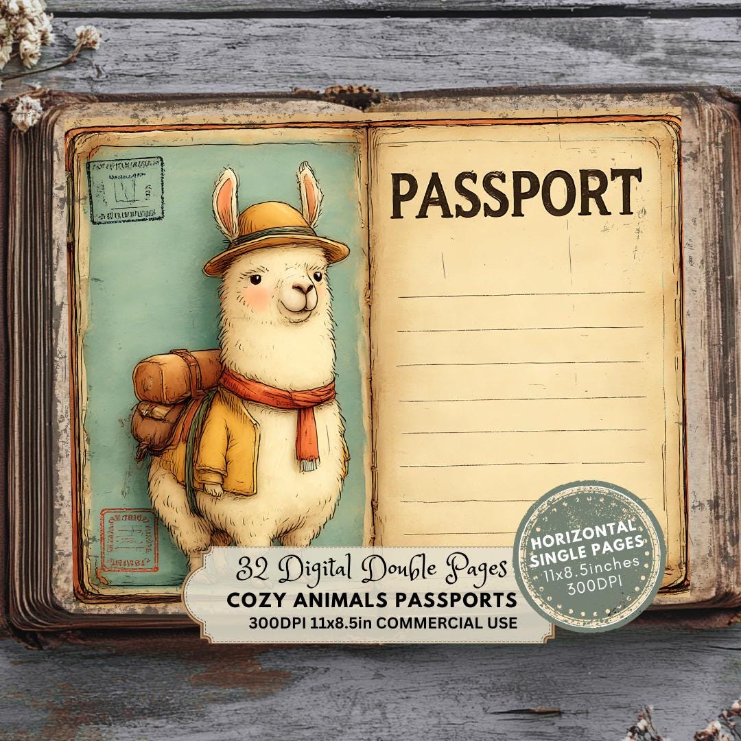 Junk Journal Passport Printable Kit, Vintage Ephemera, Digital Download ...