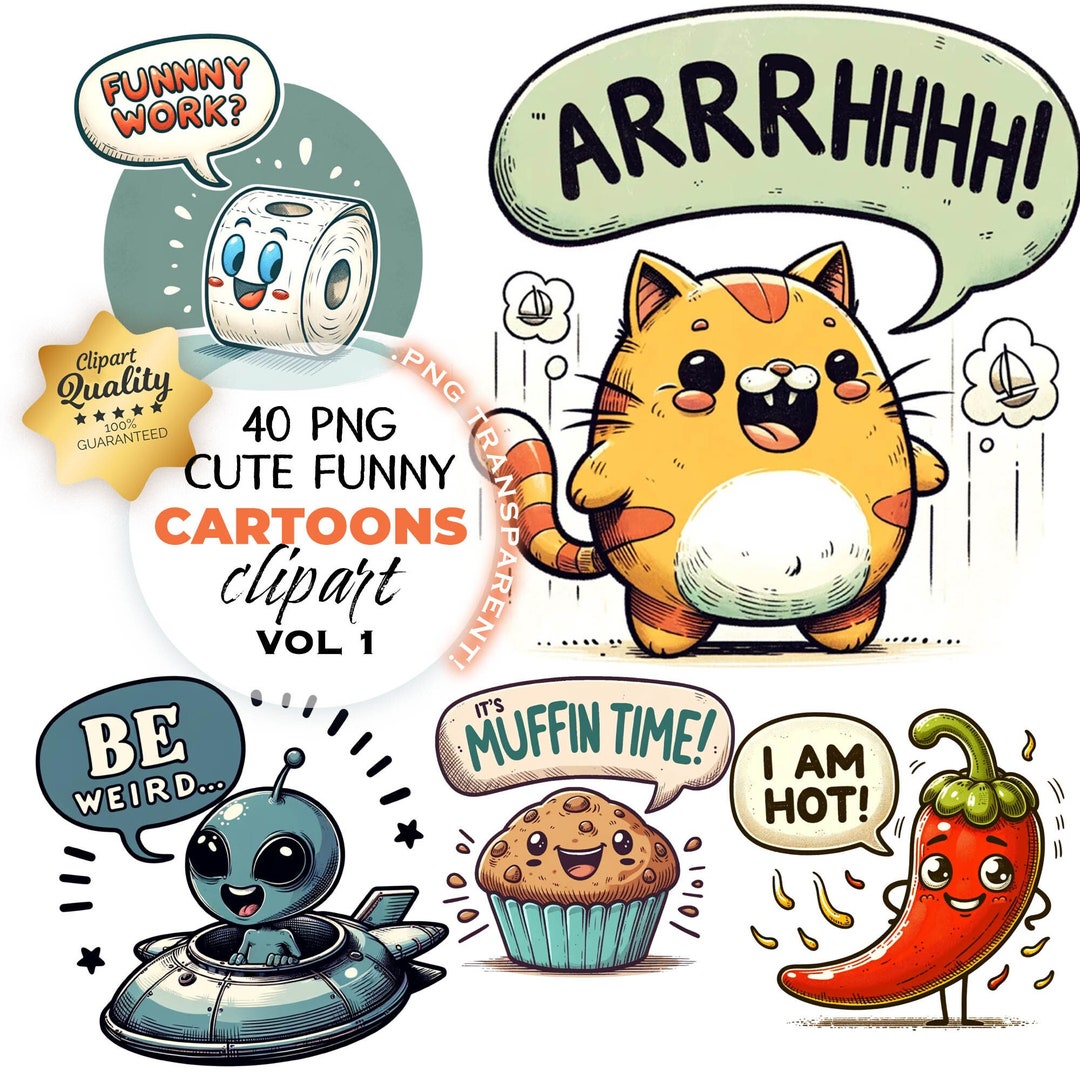 40 Funny Clipart With Text, Funny Phrases PNG, Funny Cartoon Clipart ...