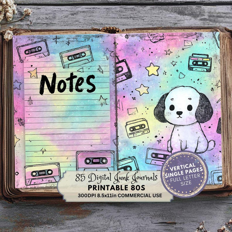 Junk Journal Printable 80s: Neon Digital Scrapbook Supplies (digital ...