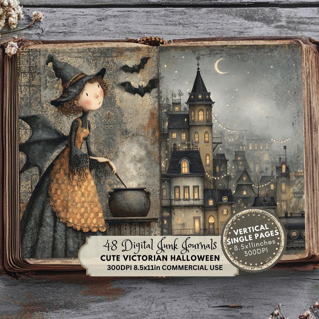 Victorian Halloween Junk Journal Kit: Spooky Digital Ephemera Pages ...