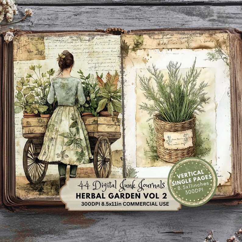 Herbal Garden Junk Journal Pages: Botanical Ephemera (digital Download ...