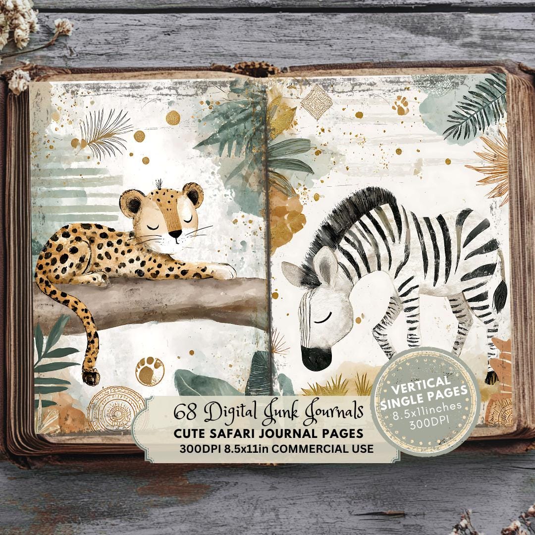 Safari Junk Journal Kit, Jungle Animals (digital Download) - Etsy