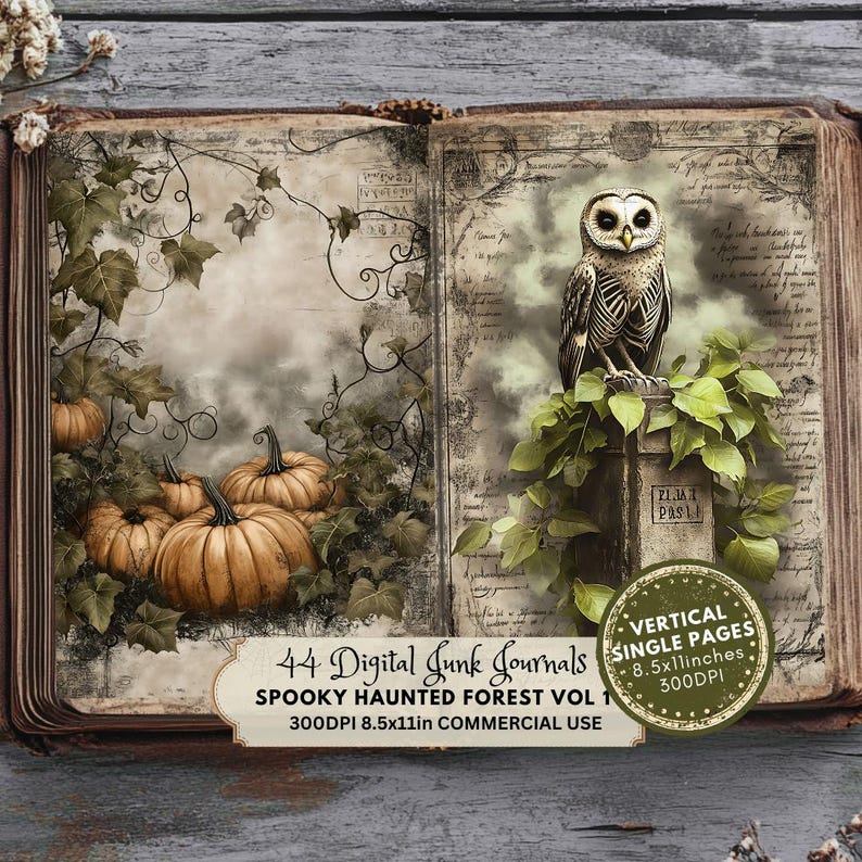 Spooky Forest Junk Journal Pages: Gothic Halloween Digital Paper ...