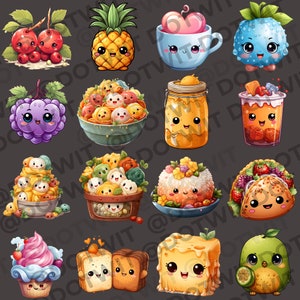 Kawaii Fruit Clipart, Cute Fruit Clip Art, Cute Kawaii Printable Food ...