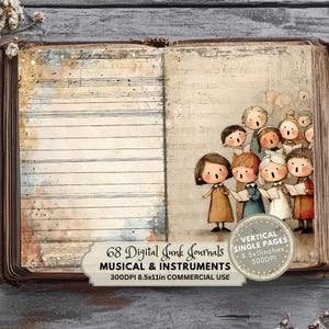 Musical Junk Journal Pages, Instruments Ephemera for Scrapbooking and ...